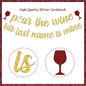 Sursurprise Wine Bachelorette Party Decorations, Pour The Wine His Last Name Is Mine Banner for Winery Bridal Shower Engagement Wedding