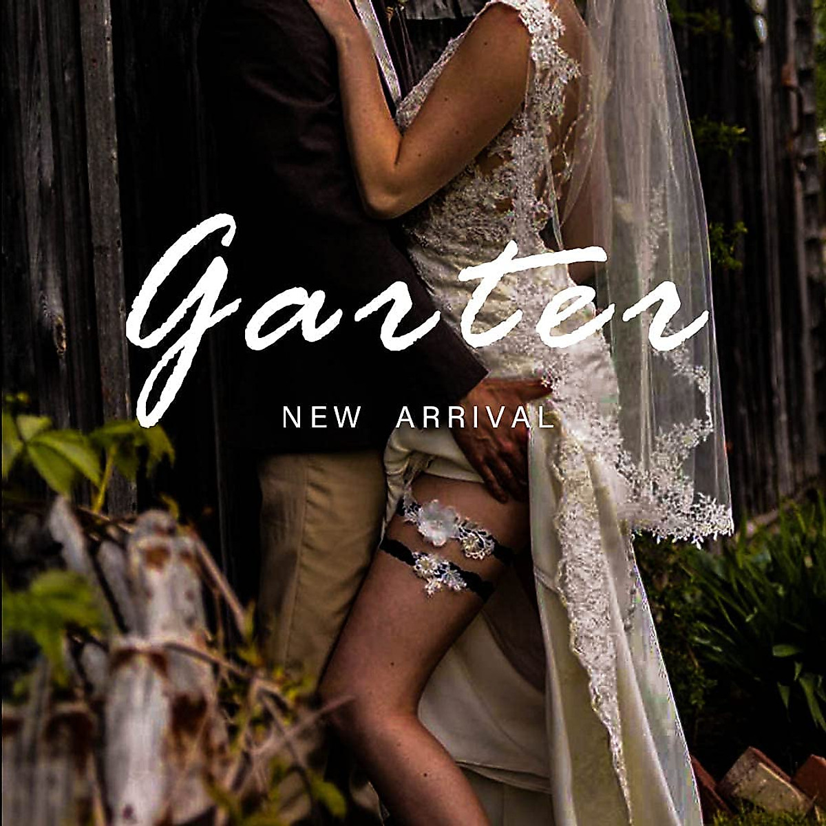 Yikisdy Wedding Bridal Lace Garters White Garter Set Floral Bride Leg Garter Stretch Garter Belt Accessories for Women and Girls (Pack of 2)