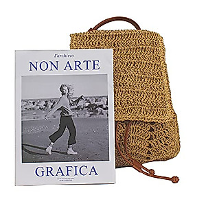 Monique Women Straw Handmade Crochet Backpack Flap Drawstring Shoulders Bag Casual Beach Daypack