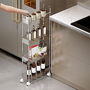 Meideli Storage Cabinet Rolling Cart Clear Bathroom Organizer Cart Storage Shelf Multi Layers Large Capacity Moveable Laundry Room Kitchen Organization Rack (Triple Layer, Atrovirens)