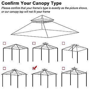 Yescom 10.6'x10.6' Gazebo Top Replacement for 2 Tier Madaga Frame Canopy Cover Patio Garden Yard Light Beige Y00710T01