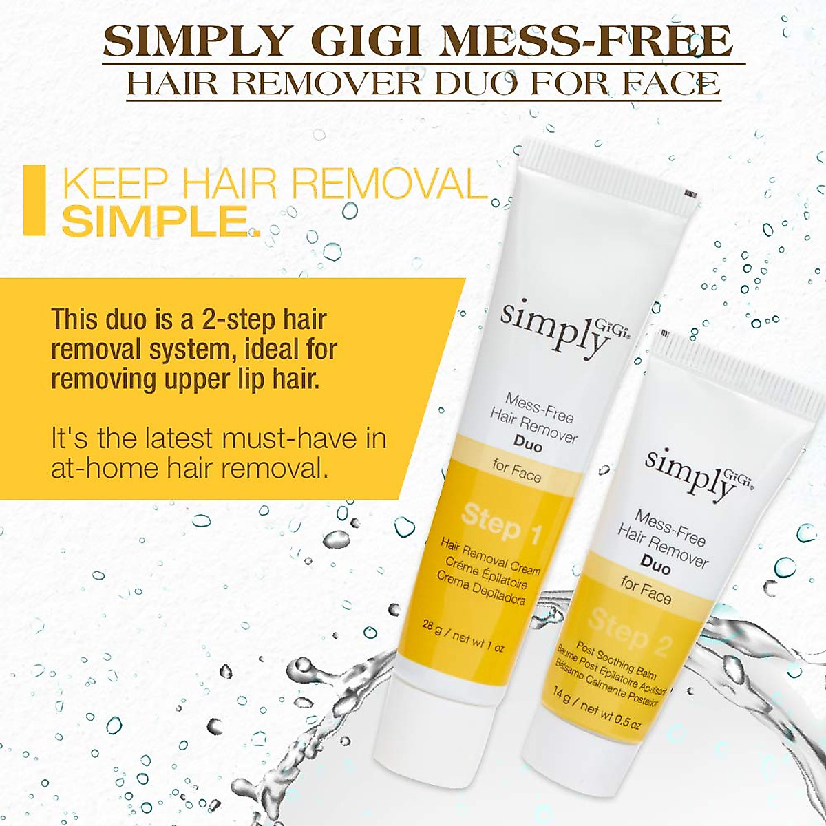 Simply GiGi Mess-Free Facial Hair Removal Cream and Soothing Balm Duo, For All Skin Types, 2-pc