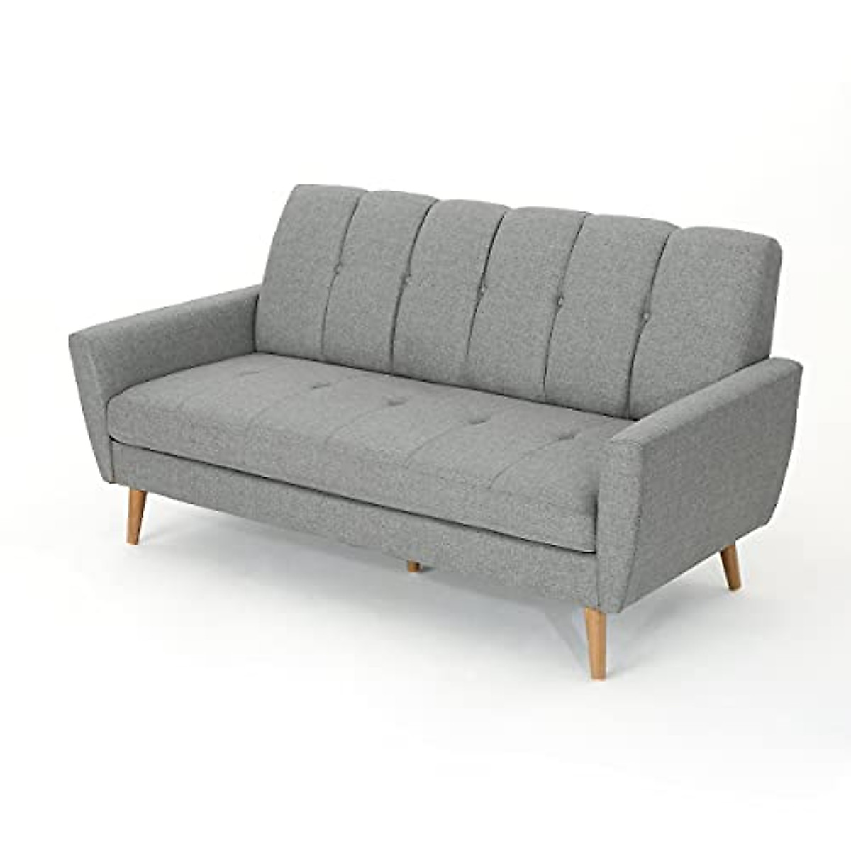 Christopher Knight Home Treston Mid-Century Fabric Sofa, Grey / Natural
