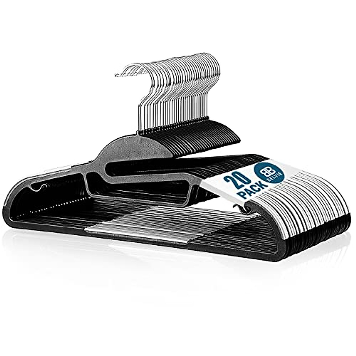 White Color Plastic Clothes Hangers (20 Pk) Non Slip Rubberized U-Slide Hanger, Ultra Thin Space Saving Suit Hanger, Non Slip Pants Hanger, Strong & Heavy Duty Plastic Coat Hanger, Strap Hooks.