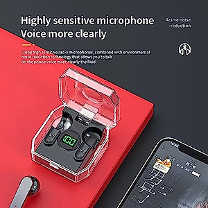 Bluetooth 5.3 Headphones, Wireless Earbuds with 40 Hours Playtime Charging Case, Deep Bass, IPX7 Waterproof Running Earphones with 4 Microphones for Clear Calls, LED Display, (Black)