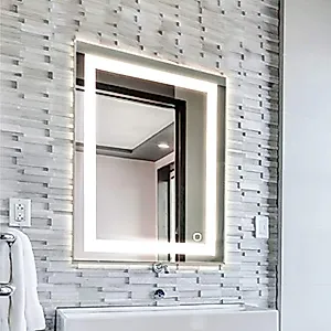 Homewerks 100160 30x36 inches LED Bathroom Mirror Wall Mounted Frameless Anti-Fog Dimmable Light 1600 Lumen Ultra Bright White 5000 Kelvin, Single Color