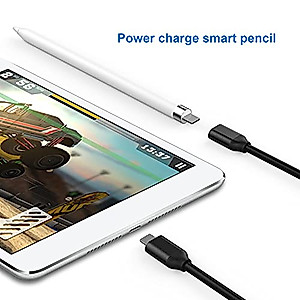 EMATETEK iOS Extension Connector Cable Adapter Transfer Video Audio Data and Charge. Male to Female 1PCS iOS Extender Cord Made of Balck Aluminum & PVC. (3.3Ft / 1M )