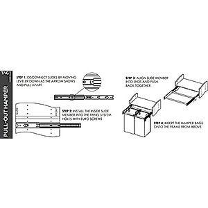 TAG Hardware Full Extension Pullout Laundry Hamper with Removable Bag Matt Nickel (Width (24") 610 mm - 2 removable small bags)