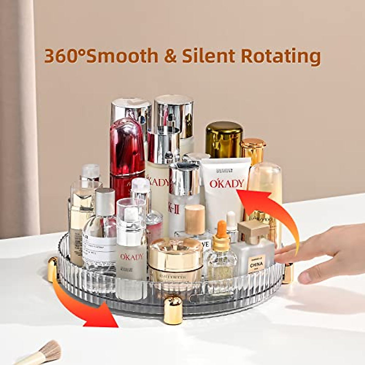 360 Roating Makeup Vanity Countertop Organizer, Spinning Base Organizer for Spices, Decoratice Rack Trays for Kitchen, Cosmetic, Perfume Storage