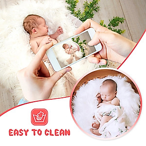 Amosfun Baby Photo Shoot Props White Fur Blanket for Baby Photoshoot Props Baby Shower Photo Props Newborn Photo Accessories Faux Fur Blanket Baby Photoshoot Props White Fluffy Rug