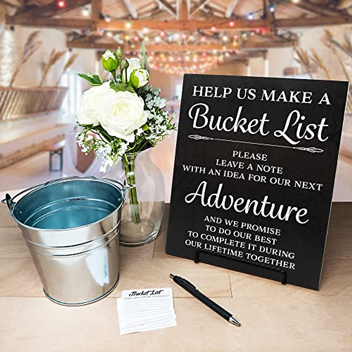 JennyGems Bucket List Wedding Signs, Wedding Decor, Wedding Reception Sign, Wedding Table Decorations, Wedding Bucket List, 10 x 12 Wooden Sign, Black