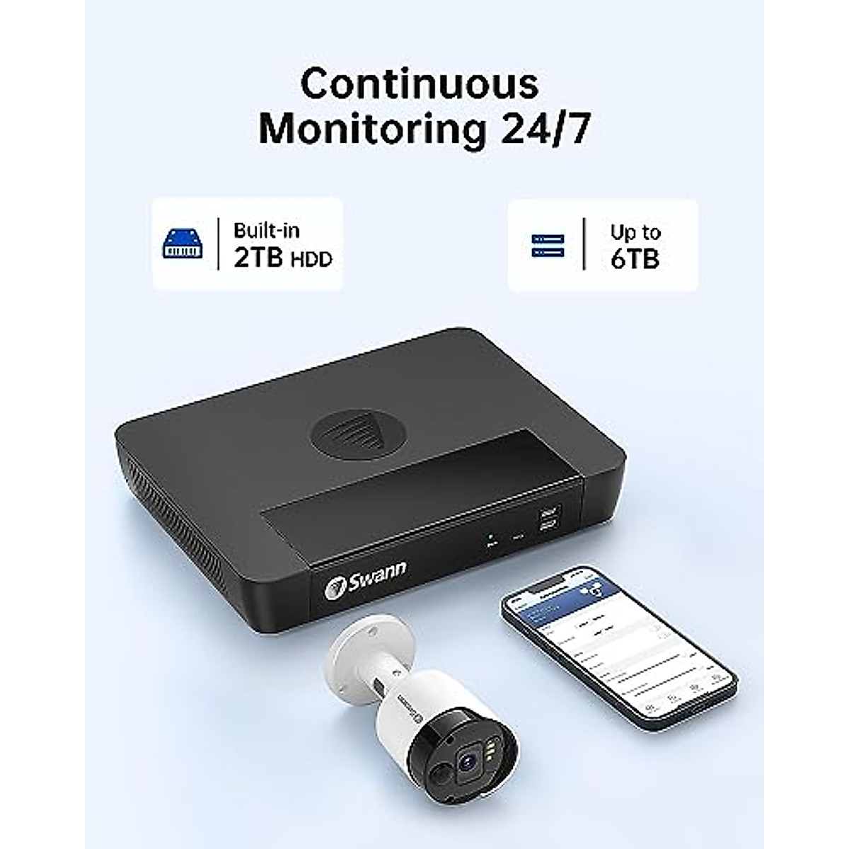 SWANN Master 4K 8 Channel Home Security Camera System, 2TB NVR, 4 PoE IP Cameras Outdoor, 8MP Wired Surveillance CCTV, Heat Motion Vehicle Detection, LED Light, 24/7 Recording Security Camera, 876804