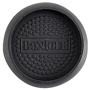 BonJour Coffee Borosilicate Glass French Press with Coaster & Scoop, 33.8-Ounce, Riviera, Black