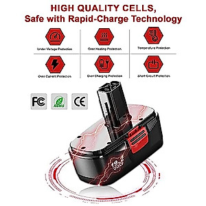 Upgraded 19.2 Volt 3.6Ah Ni-MH Replacement Battery Compatible with Craftsman C3 DieHard 130279005 130279003 130279017 315.113753 315.115410 315.11485 1323903 1323517 Cordless Power Tools 2 Pack