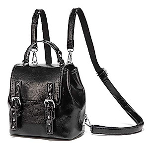 VASCHY Mini Backpack Purse, 2 Ways to Carry Cute Small Backpack for Women and Girls with Detachable Straps Black