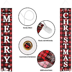 Merry Christmas Door Banners Porch Sign Hanging Banner Flag for Christmas Home Wall Indoor Outdoor Christmas Party Decorations