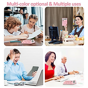 Exlliy Desk Calculator 12 Digit,Pink Desktop Dual Power Battery and Solar,Desk Calculators with Large LCD Display,Perfect for Home, Office,and School Use,Auto Sleep