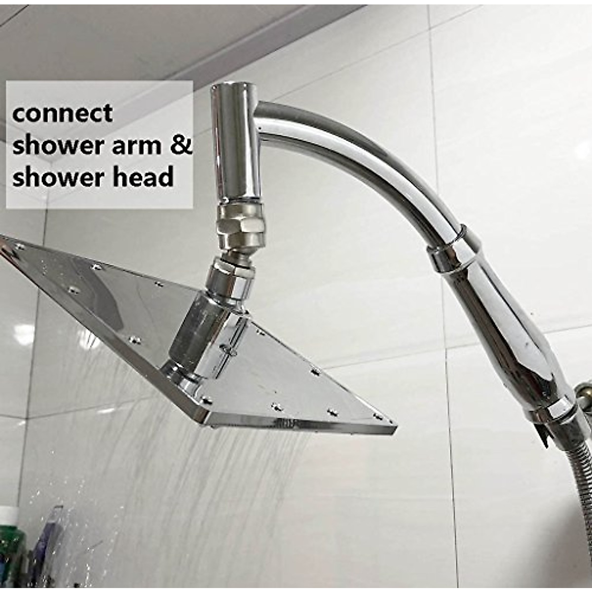 MissMin shower head swivel adapter ball joint,showerhead adjustable connector,brushed nickel