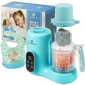 Amplim Baby Food Maker for Nutritious Homemade Meals | 11-in-1 Processor with Steam, Blend, Puree, Grinder, Chopper, Juicer, Defroster, Reheater, Cooker, Meal Station, and Bottle Sanitizer and Warmer