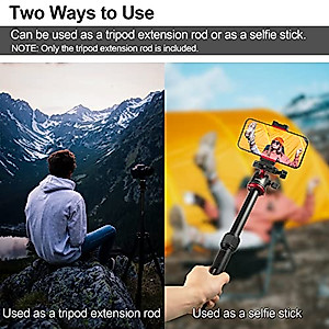 MINIFOCUS Tripod Extension, 2 Section Center Columns, 23.4" Alloy Aluminum Tripod Extender Tube Telescopic Stick Rod with 1/4" 3/8" Screw, Compatible with Tripod/Gimbal/Camera, Max Load 33lb