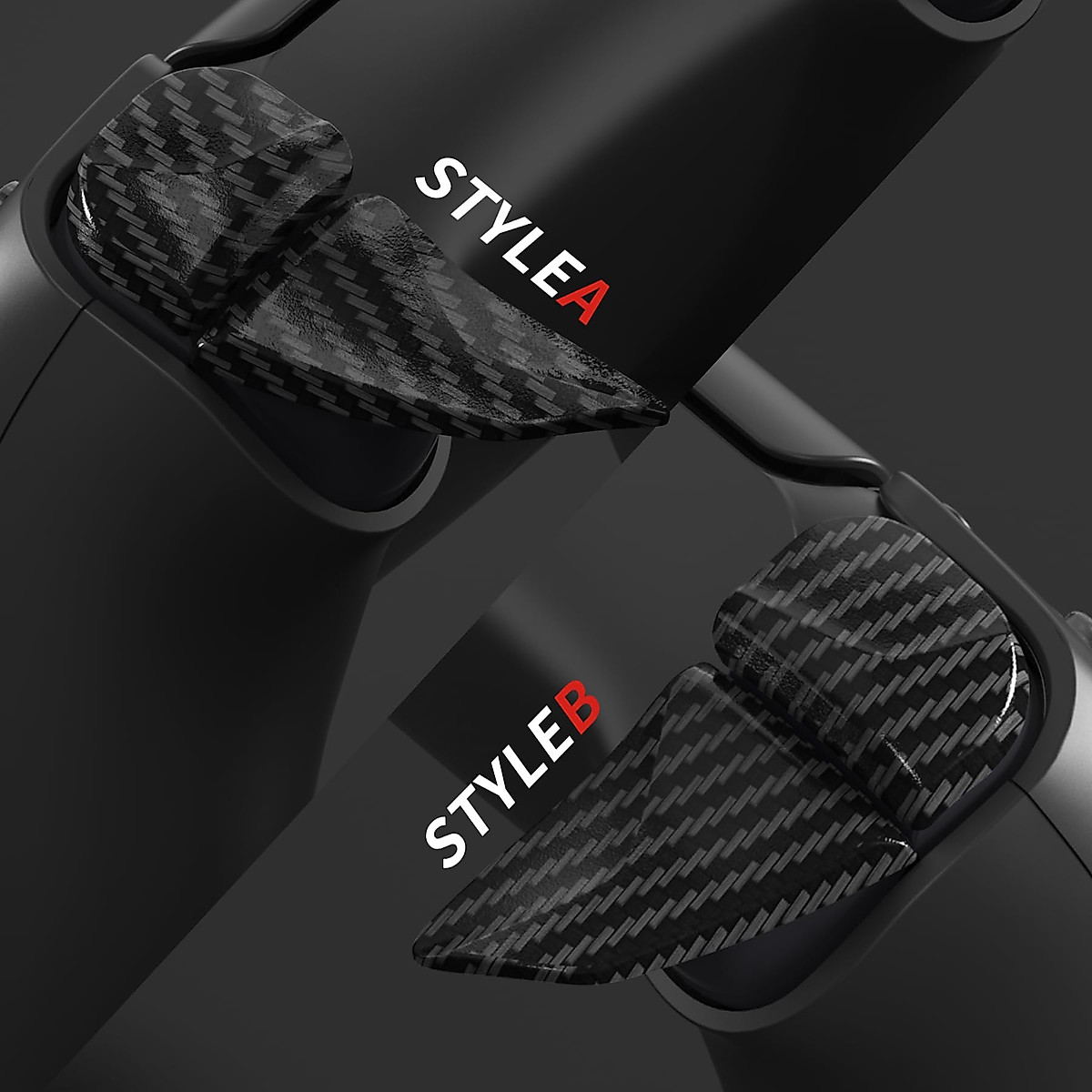 PlayVital Blade 2 Pairs Shoulder Buttons Extension Triggers for ps5 Controller, Game Improvement Adjusters for PS Portal Remote Player, Bumper Trigger Extenders for ps5 Edge - Graphite Carbon Fiber