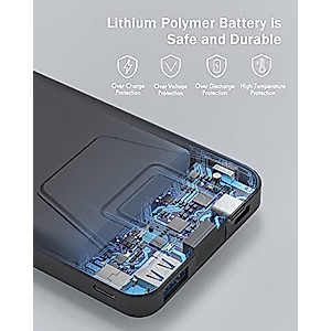 podoru Wireless Portable Charger, Foldable 10000mAh Magnetic Power Bank with Type-C Cable LED Display 22.5W PD Fast Charging Lighting Mag-Safe Battery Pack for iPhone 14/13/12/Mini/Pro/Pro Max-Black