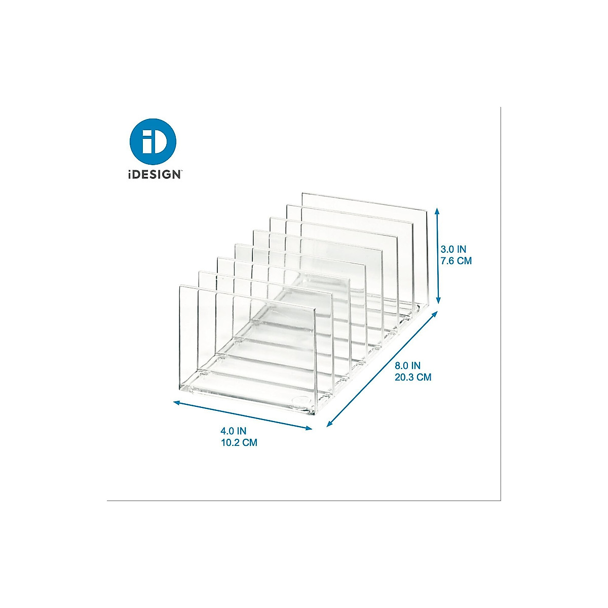 iDesign The Sarah Tanno Collection Plastic Cosmetics and Makeup Palette Organizer, 7-Compartment, Clear, 20.3 cm × 10.1 cm × 7.6 cm