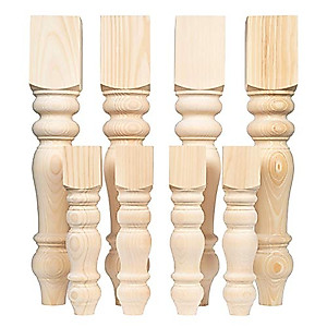 CAROLINA LEG CO. Chunky Pine Dining and Bench Combo - Farmhouse Legs - Set of 4 Dining and Bench Legs - Unfinished - Made in NC