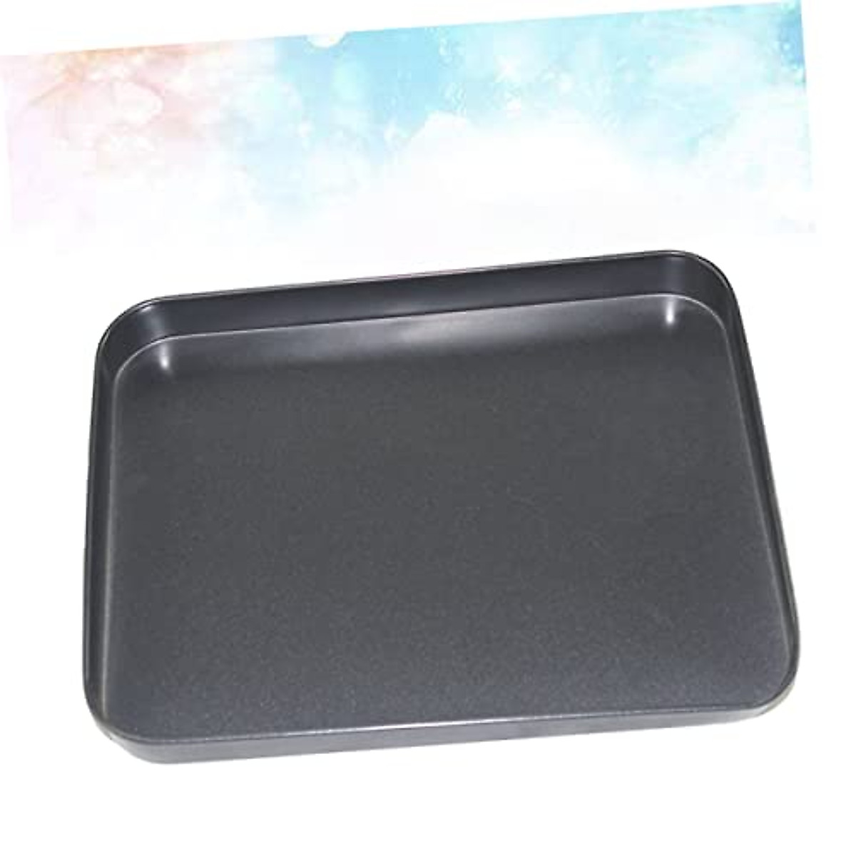 FURLOU Metal Serving Tray Accessory Tray Oven Roasting Pan Cookie Tray Black Cake Plates Cake Baking Tray Baking Pans Big Cake Brownie Baking Tools Bread Pan Black Non Stick Baking Tray Plate