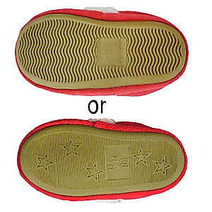Unisex Child/Little Kids Plush Cotten Slippers Rubber Hard Sole Size 12-13 Santa Claus Red