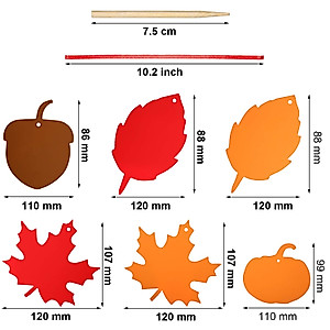 Gejoy 70 Pieces Thanksgiving Rainbow Scratch Paper Craft Kit Scratch Off Paper Fall Leaves Pumpkins Acorns Pattern Paper with Ribbons and Wooden Styluses for Harvest Party Decorations