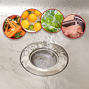Keeney K820-33 2 Pcs Stainless Steel Kitchen Sink Drain Strainer Wide Rim 4.5" Diameter (Large) Anti Clogging Technology (2 Piece)