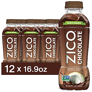 Zico Chocolate Coconut Water, Dairy-free, Plant-based, tastes like Chocolate Milk, 16.9 Fl Oz (Pack of 12)