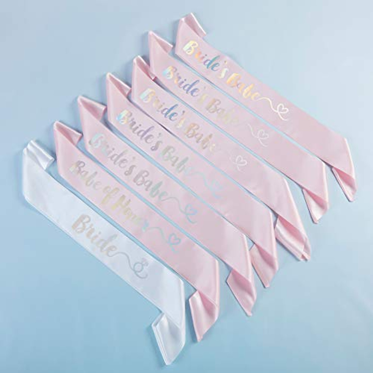 Kate Aspen Bachelorette Brides Babes Iridescent Satin Sash (Set of 7) Party Kit, One Size, Pink
