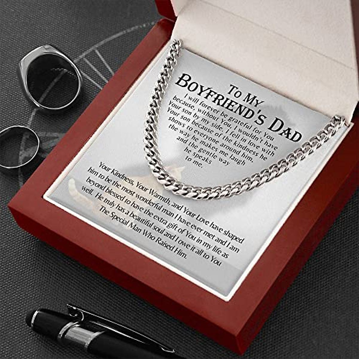 To My Boyfriends Dad Father Gift, Cuban link Chain, Necklace, for Christmas, Birthday, Just Because, Fathers Day, Present, Stocking Stuffer TBS0574