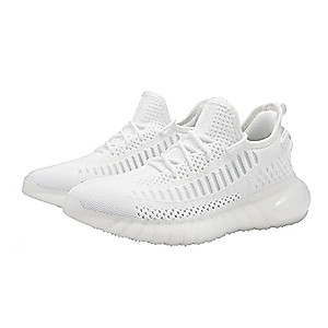 CUYIOM Men's Athletic Walking Shoes Outdoor Running Shoes Slip on Fashion Sneaker White 10