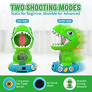 EagleStone Movable Dinosaur Shooting Toys for Kids 5-7 with Spraying, Electronic Target Game Toy with 2 Pump Guns, 48 Foam Balls, Party Favor Christmas Toys with Score Record, Sound