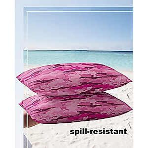 Funnywall88 Waterproof Throw Pillow Covers Set of 2 Camouflage Netting Camo Pink Couch Pillow Cases Outdoor Sofa Cushion Cover Home Decor for Bed Living Room, 20" x 12"
