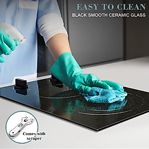 Hobsir hob 2 Burner Electric Cooktop, 110v Electric Burner Stove Top 12 inch Knob Control Countertop & Built-in Radiant Electric Stove with Residual Heat Indicator, Over-Temperature Protection