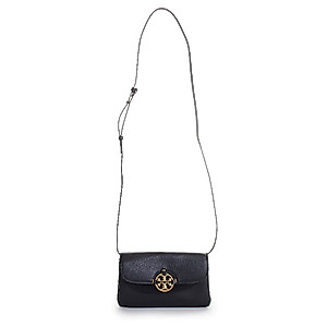 Tory Burch Womens Miller Leather Crossbody Shoulder Handbag Brown Small