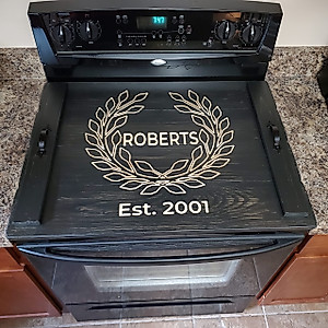 Stove Top Cover Carved Monogram Establish Year