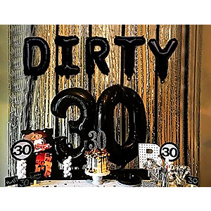 Dirty 30th Birthday Decorations for Him and Her - Dirty 30 Balloons Banner Letter Decoration Set, 30th Birthday Decorations for Men and Women, dirty 30" Aluminum Foil Letters. (Dirty 30th)