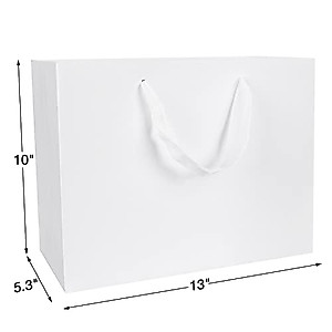 Aimyoo White Paper Bags with Handles 10 Pack, Large Gift Bags for Retail Merchandise Shopping Small Business Party, 13x10x5 inch