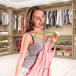 Plastic Hangers 20 Pack, Durable Tubular Hanger and Clothes Hangers, Non-Slip Slim Space Saving, Adult Standard Hangers Ideal for Jackets, Suits, Dress, Trousers, Coats（Green）