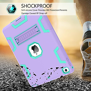 BENTOBEN for iPad 6th Generation Cases, iPad 5th Generation Case, iPad 9.7 2018/2017 Case, 3 in 1 Heavy Duty Rugged Shockproof Kickstand Protective Tablet Cover for iPad 9.7" 2018/2017, Purple/Green