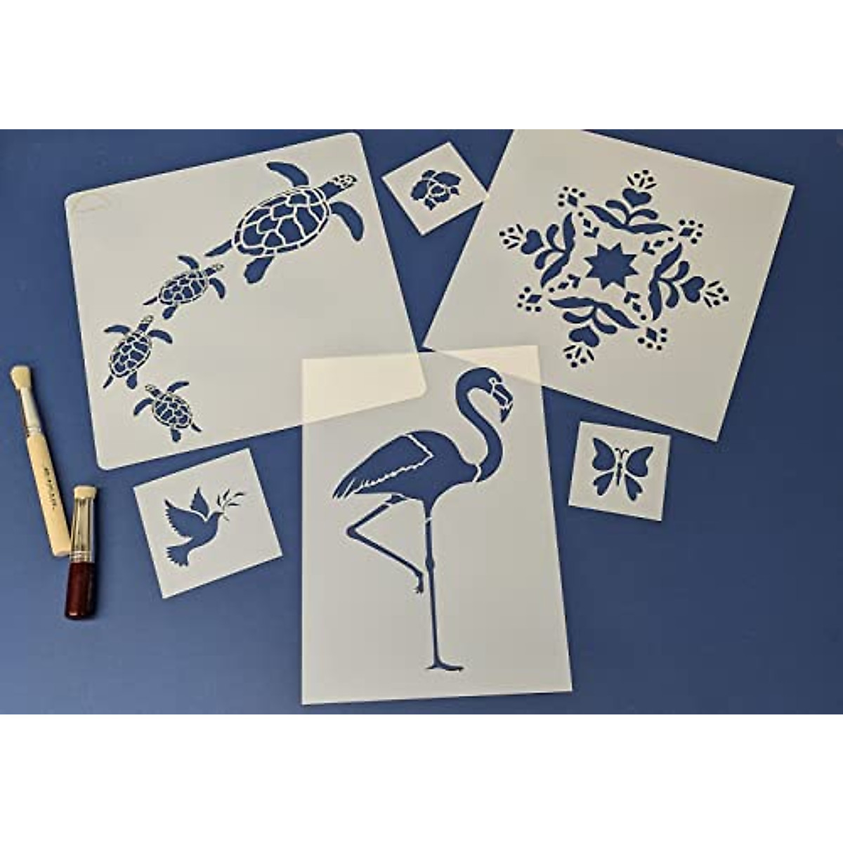 Sea Turtle Family Stencil - Sea Ocean Creatures Endangered Marine Animals Mylar Stencils for Drawing Painting Template Wall Stencil Reusable DIY Crafts - Image is 10.5" x 10.5" - The Artful Stencil