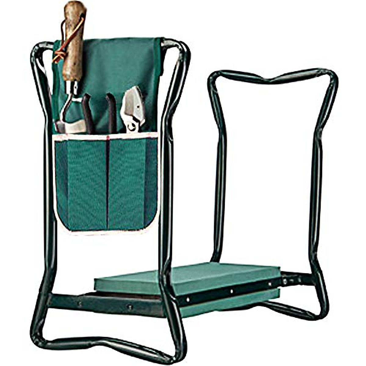 Garden Kneeler and Seat,with 2 Tool Bags Pouches and Claw Gloves,Portable Lightweight Garden Bench Thicken EVA Foam Pad Sturdy Steel Pipe Practical Garden Tools(Green)