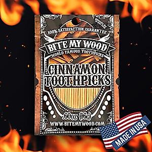 BiteMyWood Cinnamon Toothpicks For Adults Long Lasting Super Hot And Spicy Cinnamon Flavored Toothpicks Perfect For Someone Trying To Quit Smoking Lip Tingling Cinnamon Flavor (100 Picks)