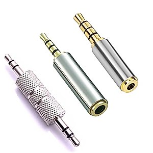 Headphone Adapter 2.5mm to 3.5mm adapter, Gold Plated 3.5mm Female to 2.5mm Male Audio Adapter/2.5 mm Female to 3.5 mm Male 4 Poles Jack Stereo Adapter /4 Ring Jack Stereo or Mono 3 in 1 Pack