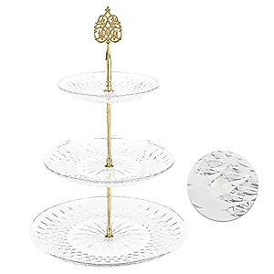 Lucky Will 3 Tier Acrylic Cupcake Stand Dessert Serving Tray for Birthday Tea Afternoon Cake Stand for Kid's Party Supplies Favors Wine Festival